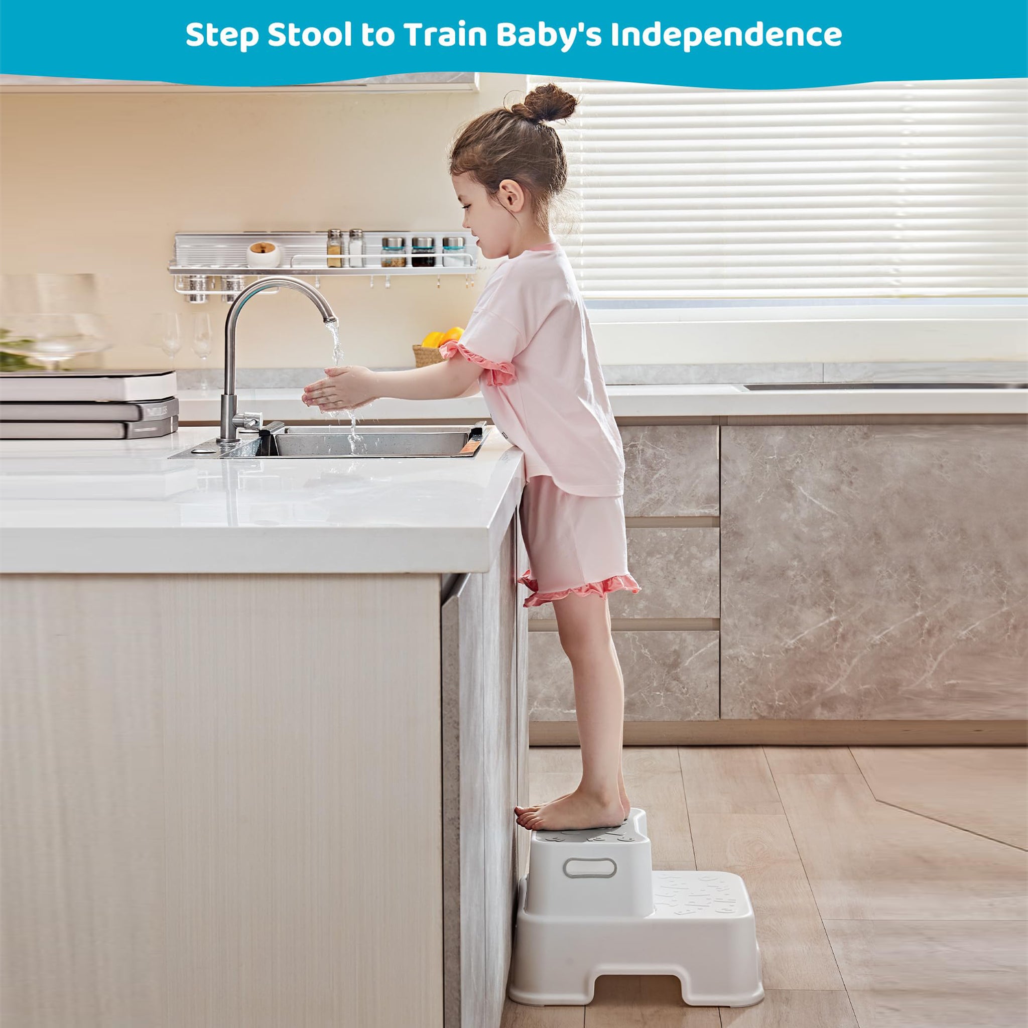 HEETA 2 Step Stool for Kids and Toddler, Anti-Slip Sturdy Step Stool f ...